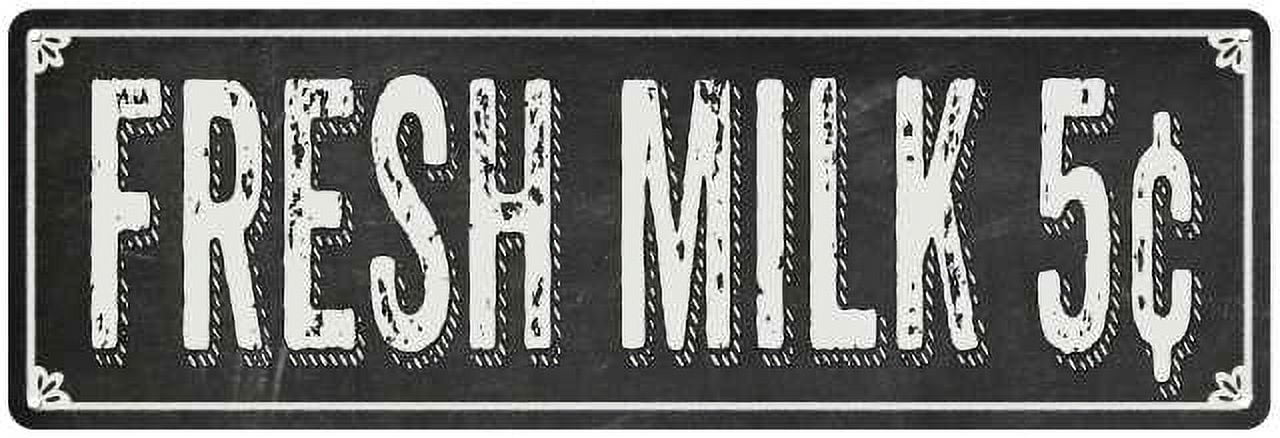 FRESH MILK 5Â¢ Shabby Chic Black Chalkboard Metal Sign 8x24 Decor ...