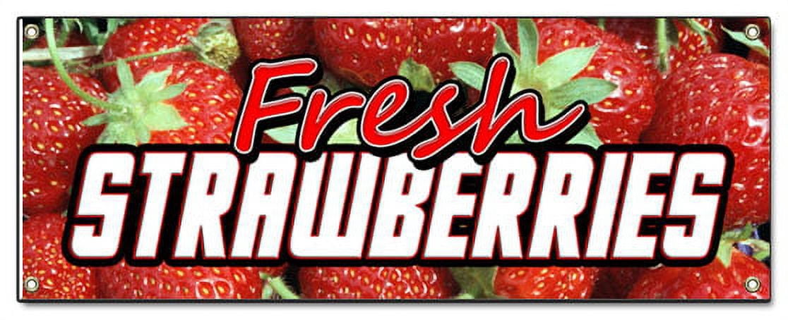 FRESH STRAWBERRIES BANNER SIGN fruit stand cart sign - Walmart.com