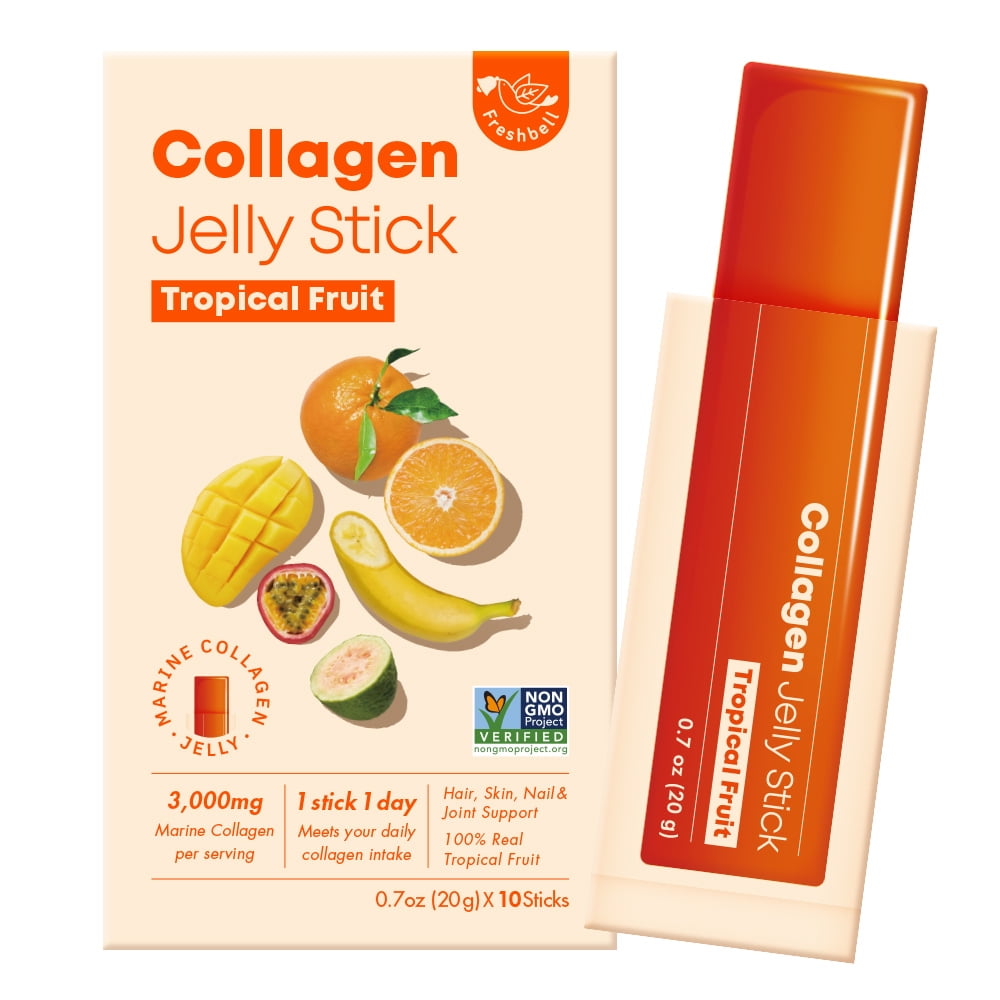 FRESHBELL Tropical Fruit Collagen Jelly Stick (20g x 10 sticks) with 3g ...