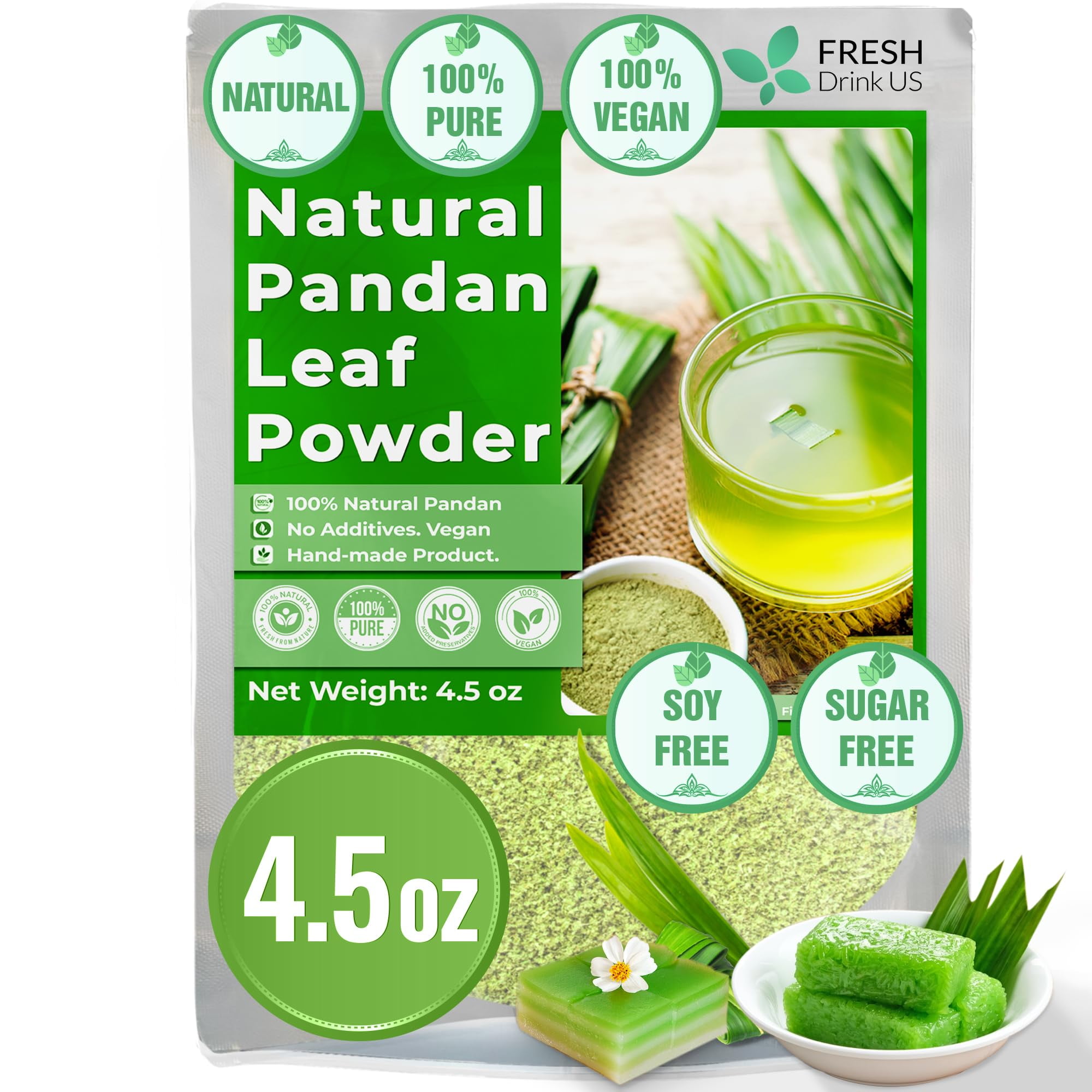 FRESHDRINKUS, Premium 4.5oz SCH4 Pandan Leaf Powder, 100% Natural and ...