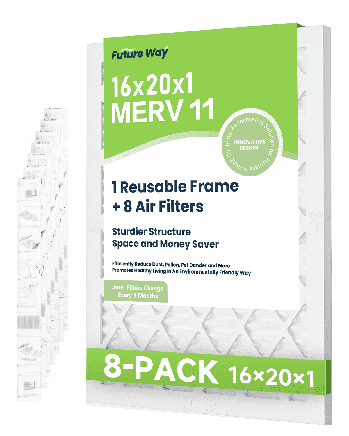 FRESHLAB 16x20x1 MERV 11 AC & HVAC Furnace Air Filter, Reusable ABS ...