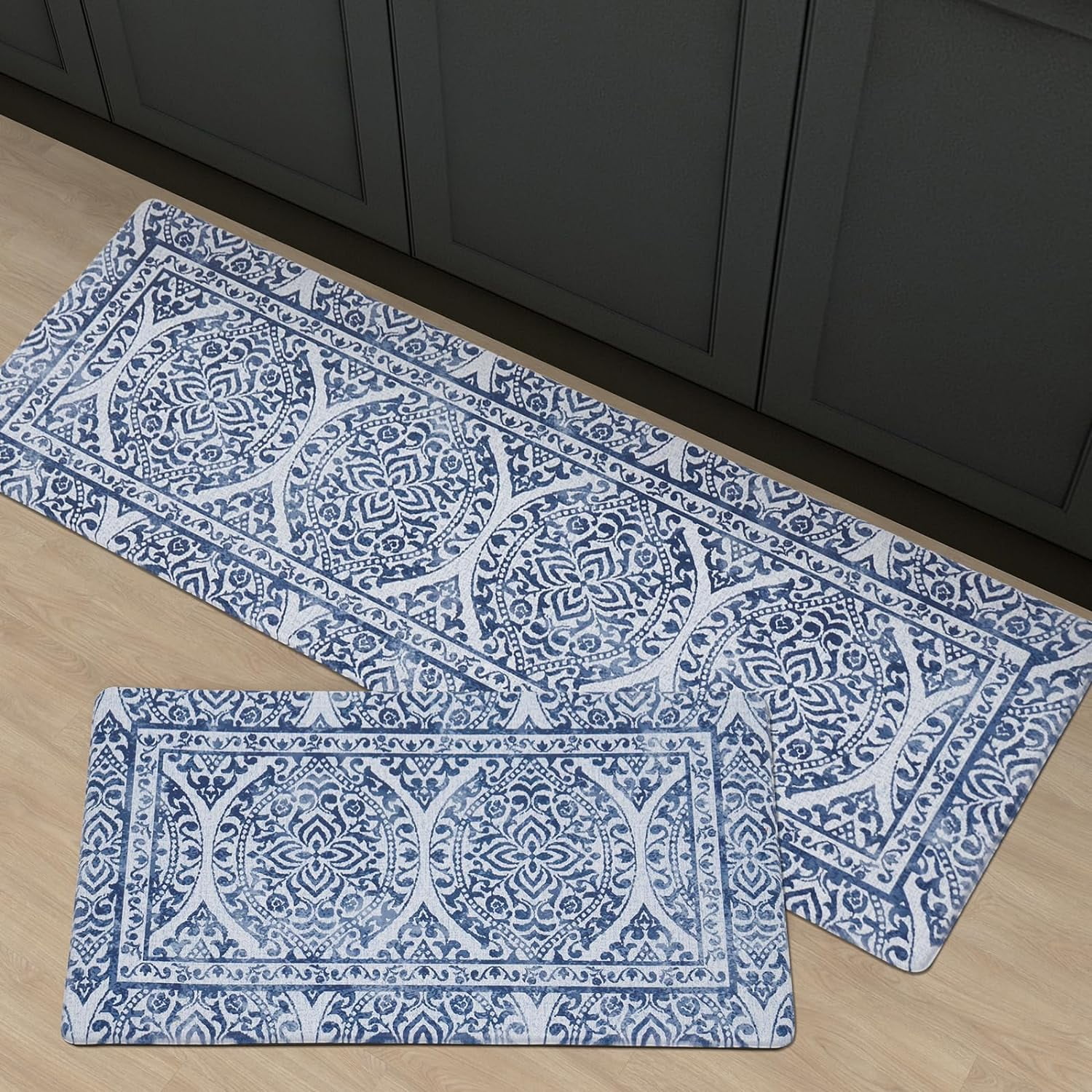 FRESHMINT 2 Piece Set Boho Kitchen Mats for Floor Bohemian Distressed ...