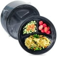 FRESHPAK Reusable Plastic Plates, DHF10 3 Compartment Black Dinner ...