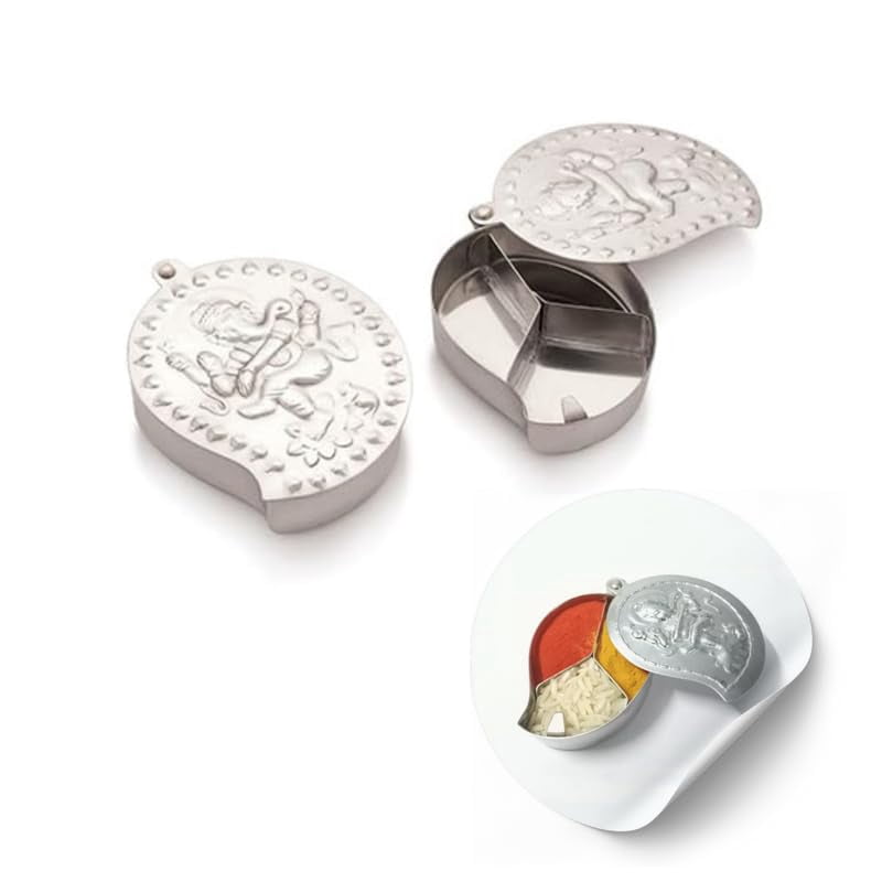 FREXXA Stainless Steel Chandan Roli Tika Chopda SetChawal Akshat Haldi ...