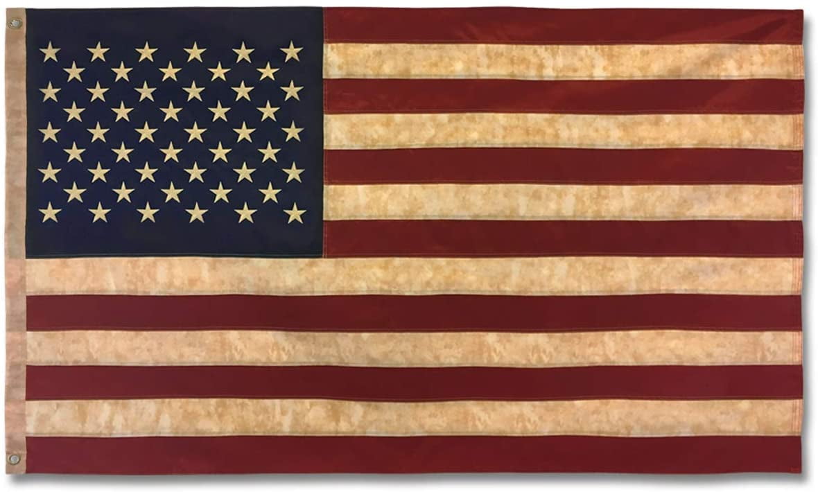 FRF 3' x 5' Vintage Tea Stained US American Flag 3x5 Embroidered Heavy ...