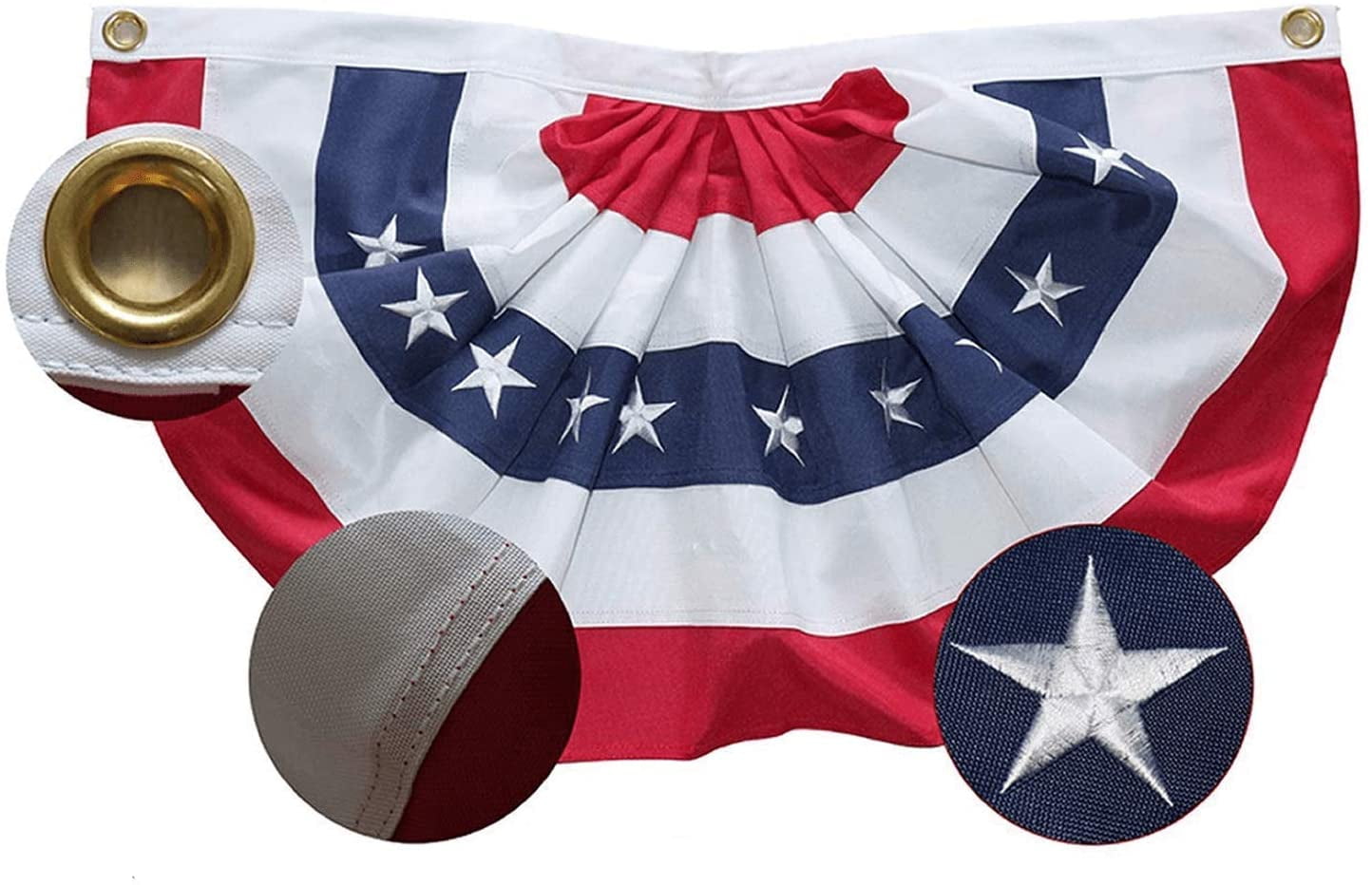 FRF USA Pleated Fan Flag 1.5x3 American Bunting Flag Half Fan Banner ...