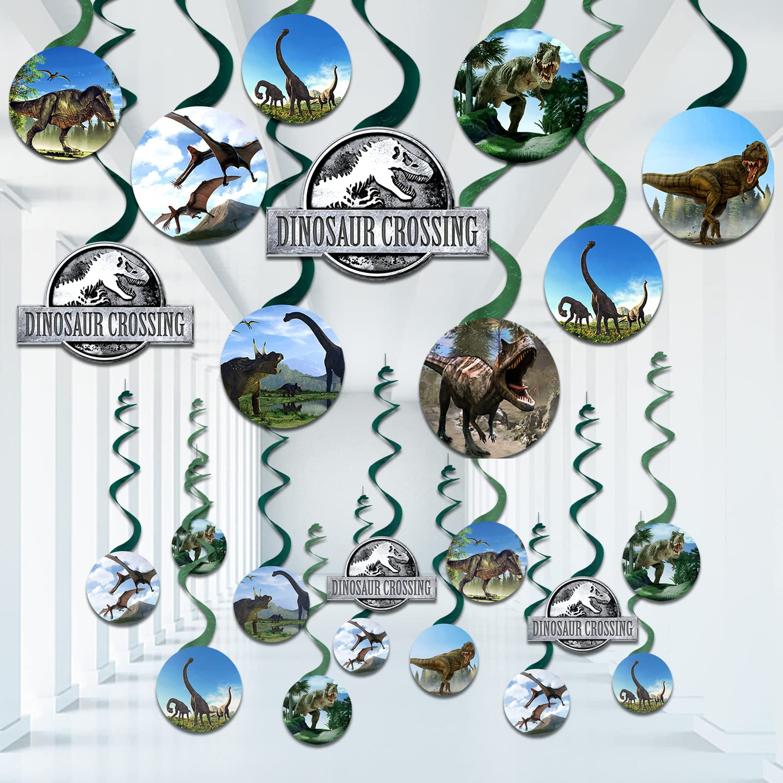 FRIDAY NIGHT Dinosaur Hanging Swirls Set 24 Pcs Jurassic World Assorted ...