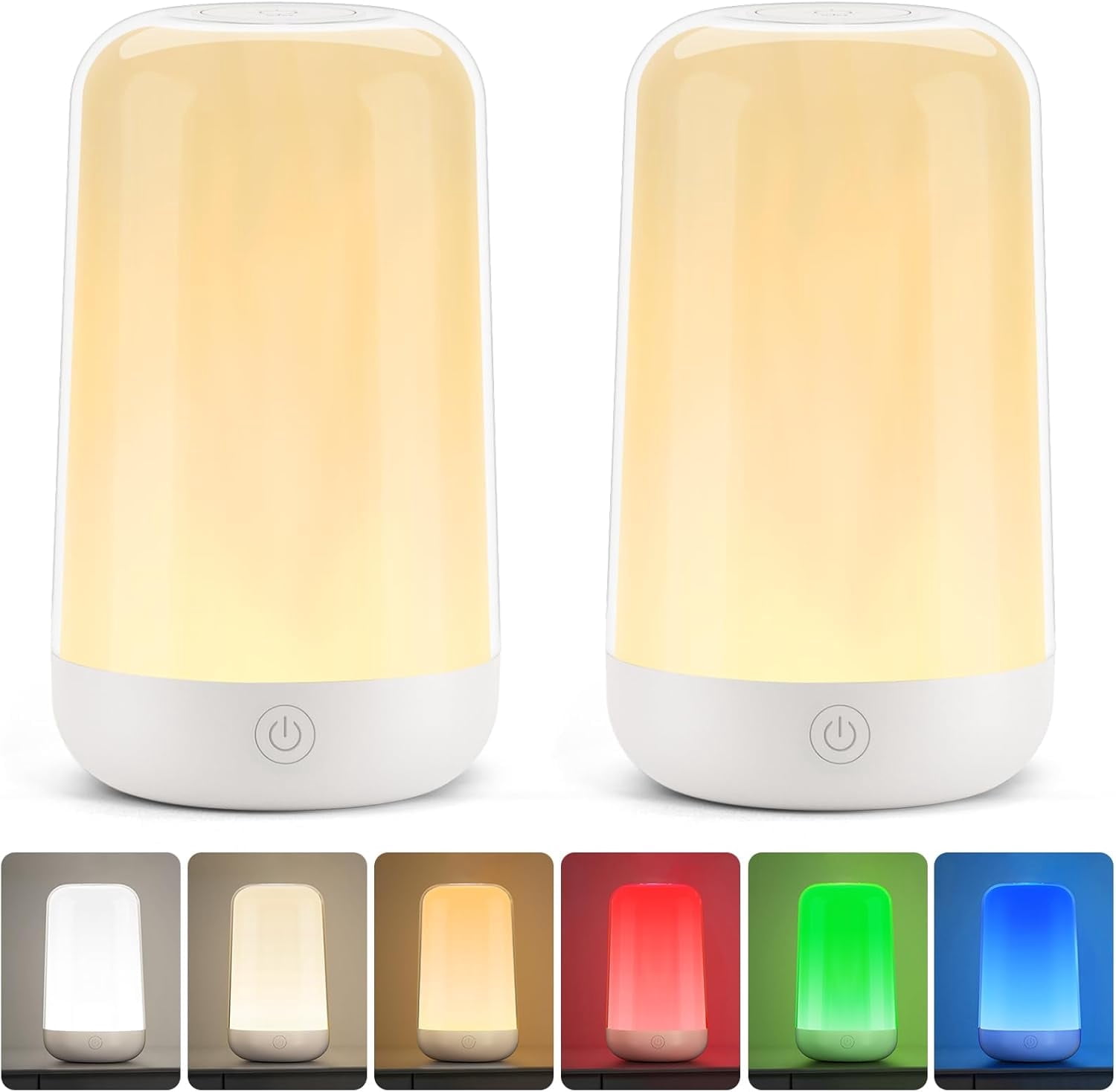 FRIDEKO HOME Dimmable Touch Night Light, Rechargeable RGB Bedside Lamp ...