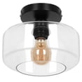 FRIDEKO HOME Industrial Semi Flush Mount Ceiling Light, 9.05" Black ...