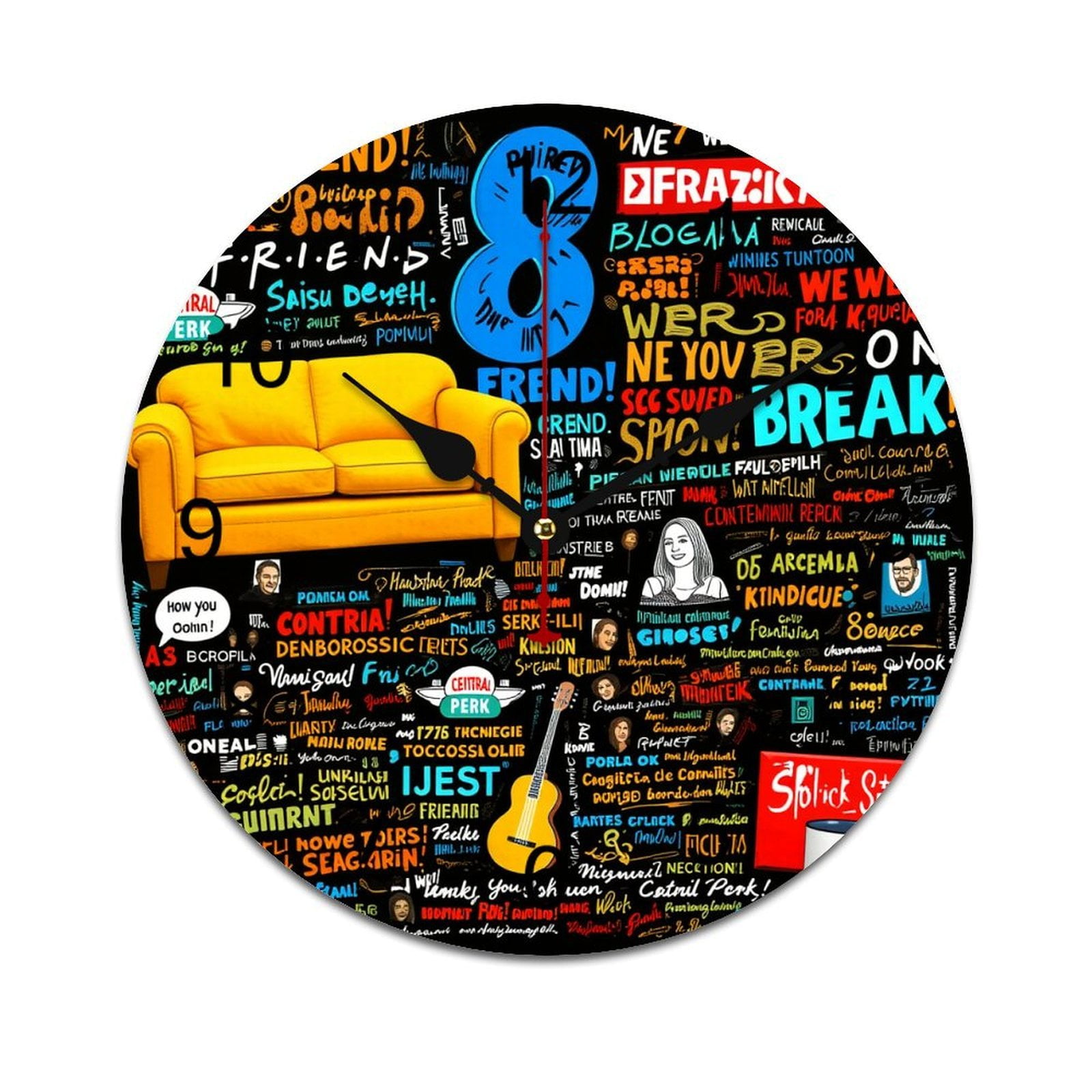 FRIENDS TV SHOW COLLAGE-2 Printed Silent Wall Clock Round Kitchen Clock ...