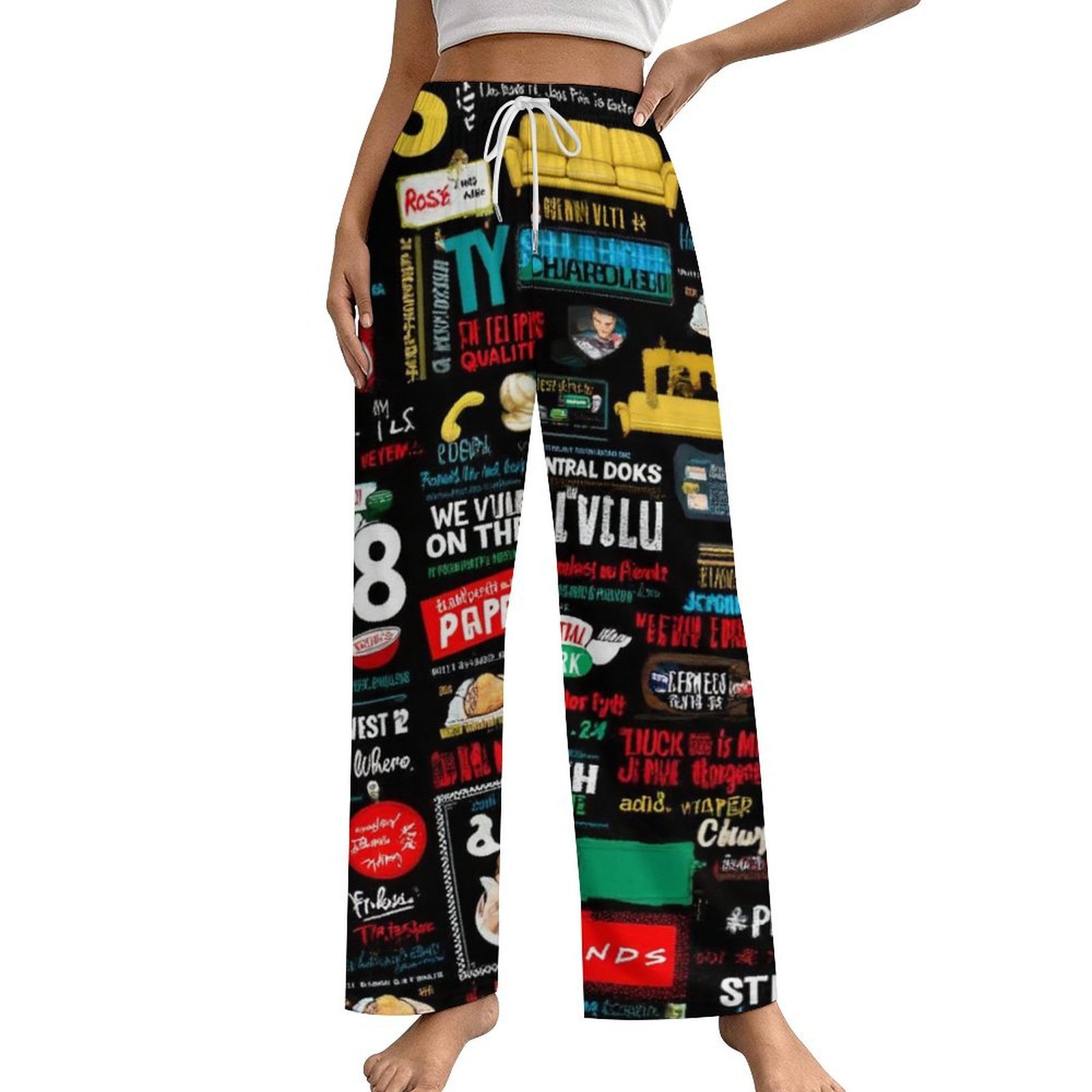 FRIENDS TV SHOW COLLAGE Pajama Pants Loose Pajamas Female Breathable ...