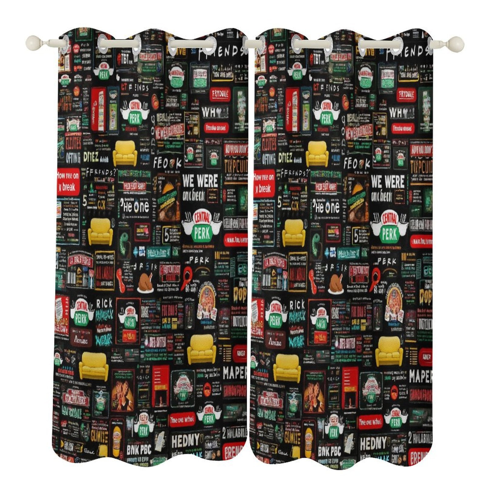FRIENDS TV Show Quotes 2pcs Blackout Curtains For Living Room Bedroom ...