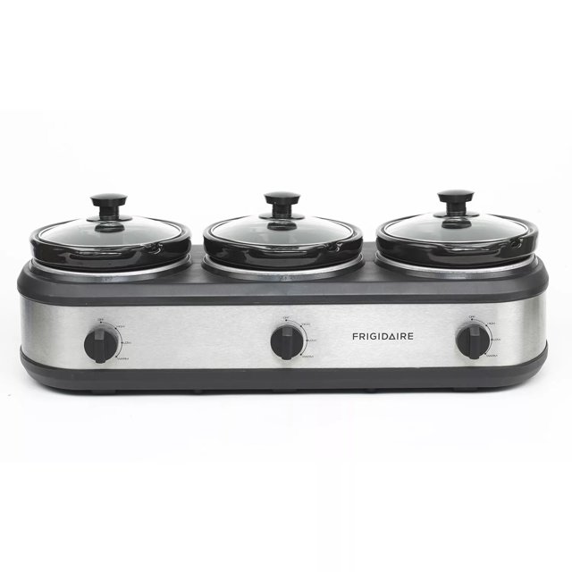 FRIGIDAIRE Triple Slow Cooker & Buffet Server, Stainless-Steel 3x2.5 Qt ...