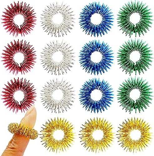 FRIMOONY Spiky Sensory Rings for Fingers Massage, Stress Relief, 15 ...