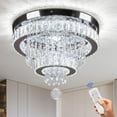 FRIXCHUR 15.7" Modern Crystal Chandeliers Dimmable 2 Rings Crystal ...