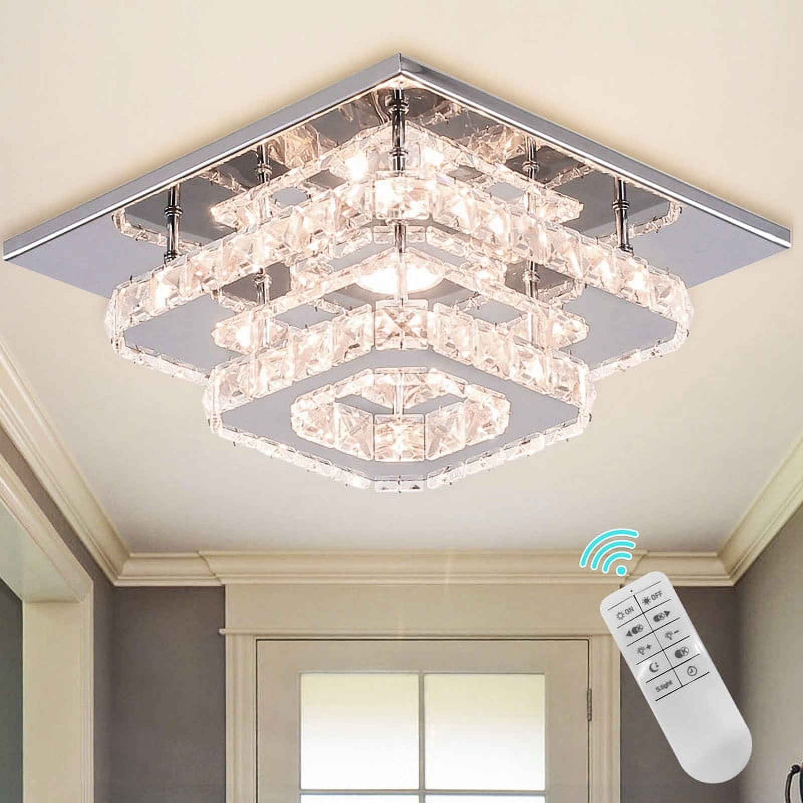 FRIXCHUR Mini Chandelier LED Crystal Ceiling Light, Modern Flush Mount ...