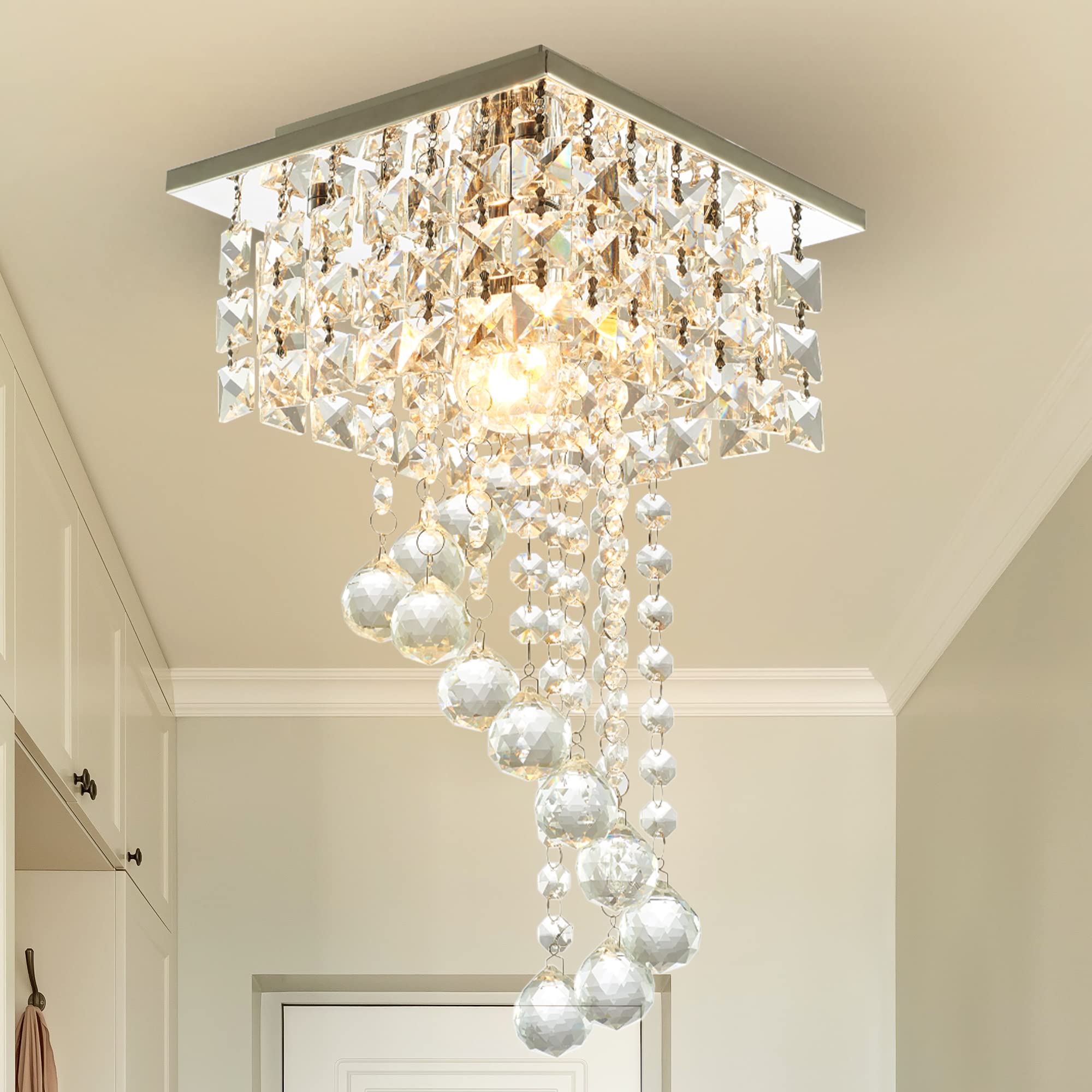 Gypsy Color Acrylic Crystal Chandelier, Black 6 Light Ceiling Mount ...