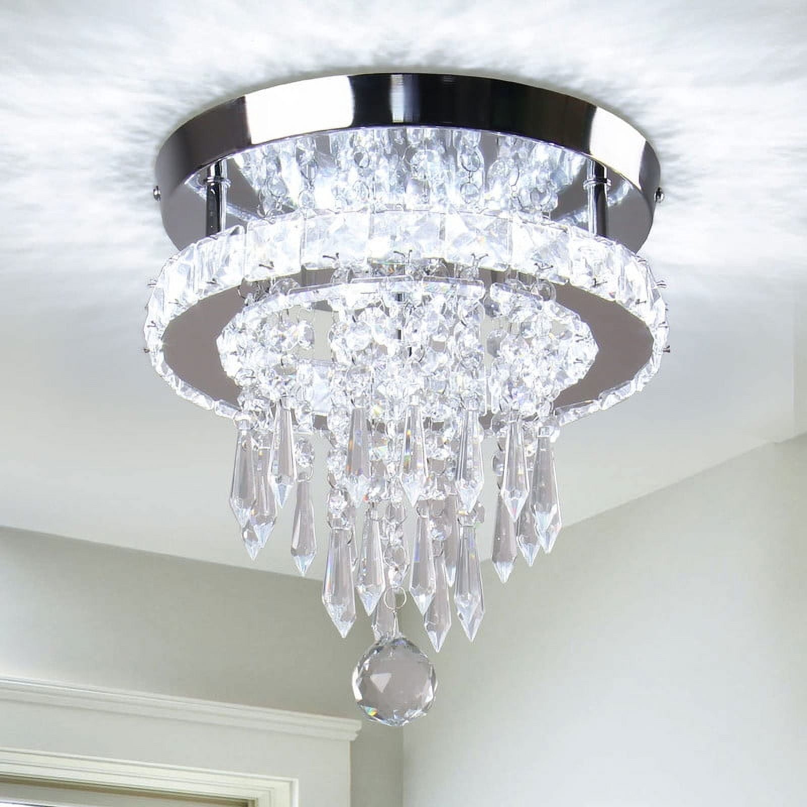 FRIXCHUR Modern Crystal Ceiling Light Raindrop Crystal Chandeliers Led ...