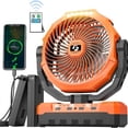 FRIZCOL Camping Fan - 24000mAh 9" Rechargeable Fan with LED Light ...