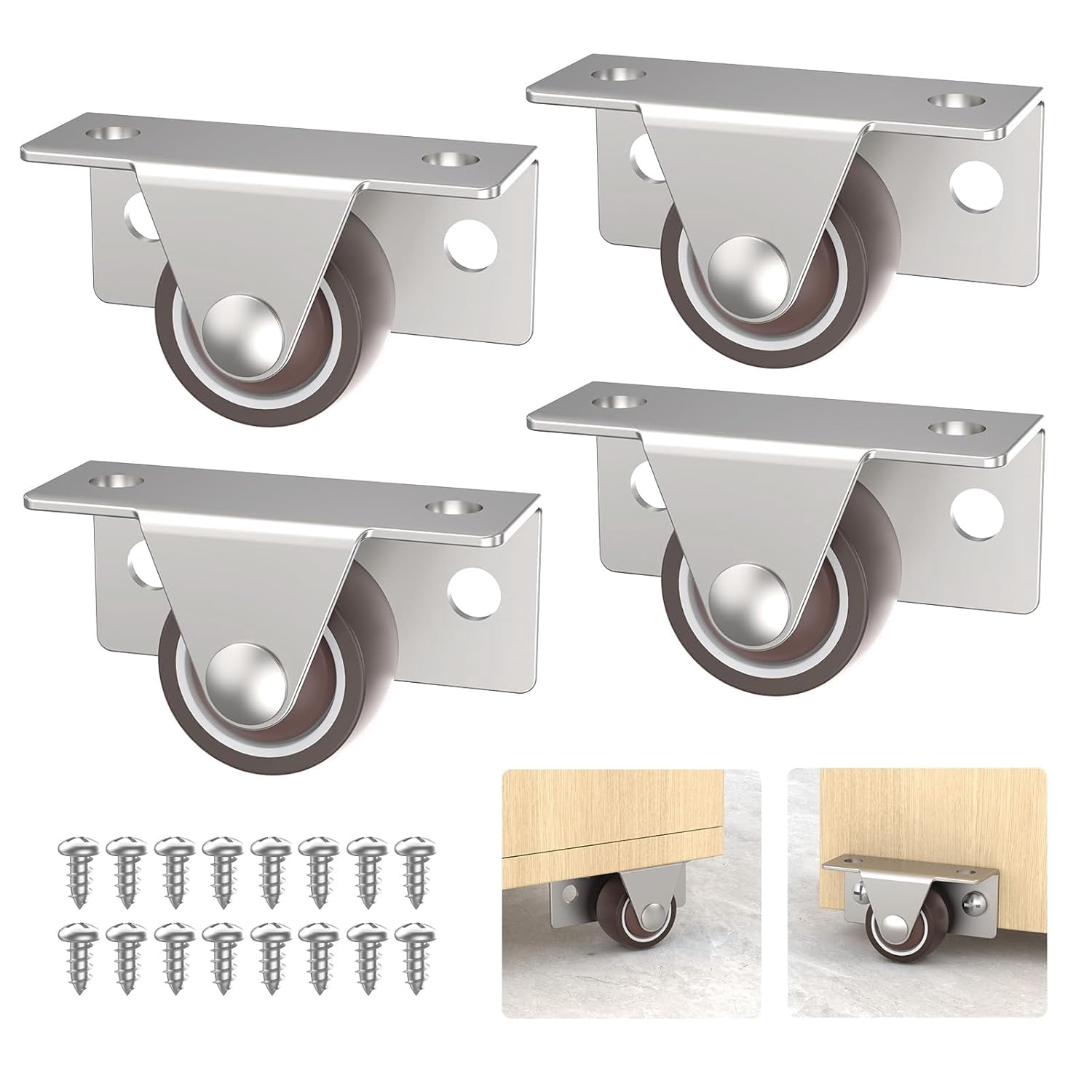 FRKSMD-1 Inch Side Mount Casters, Mini Low Profile Casters Wheel for ...