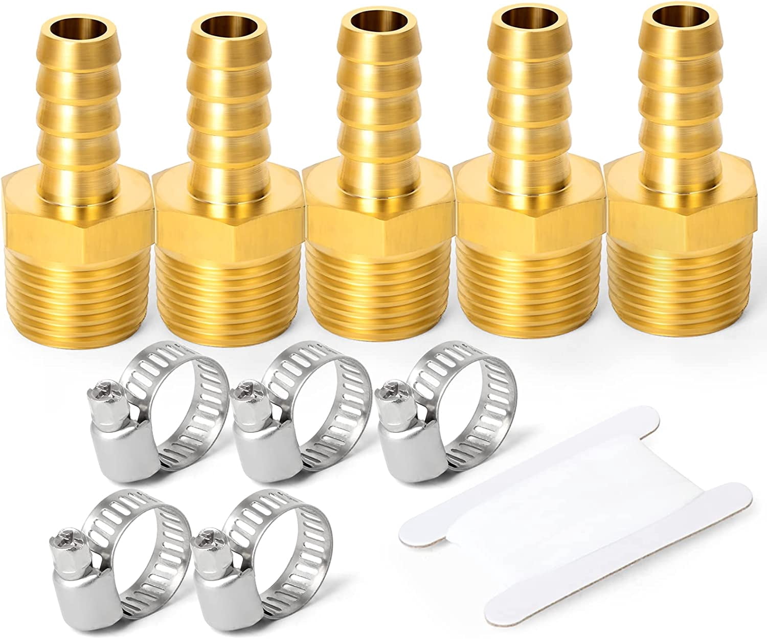 FRKSMD-5 PCS Brass of Hose Barb Fittings 1/2" Barb x 3/8" MNPT Pipe ...