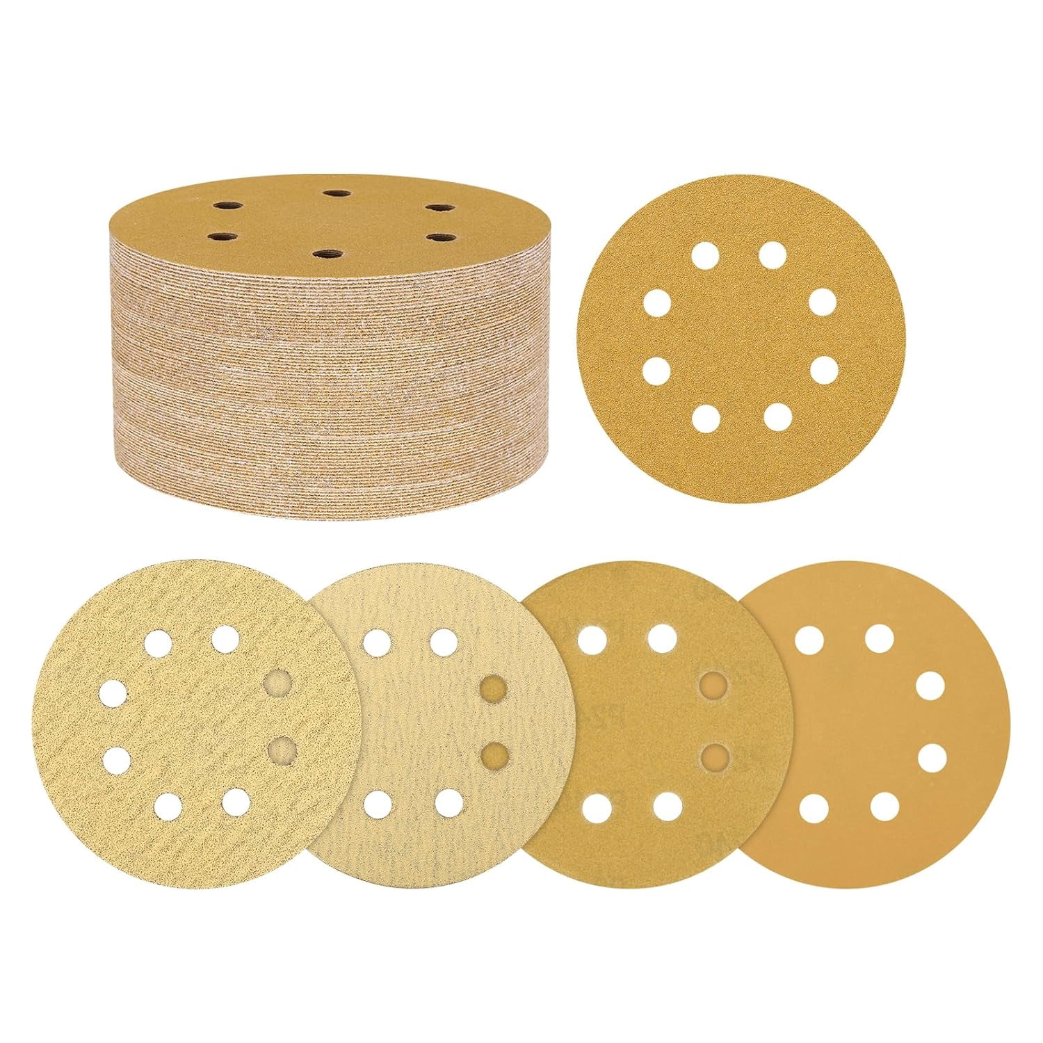 FRKSMD-50 Pack Sanding Disc Kit 5 Inch 60/80/120/220/400 Grit 8 Hole ...
