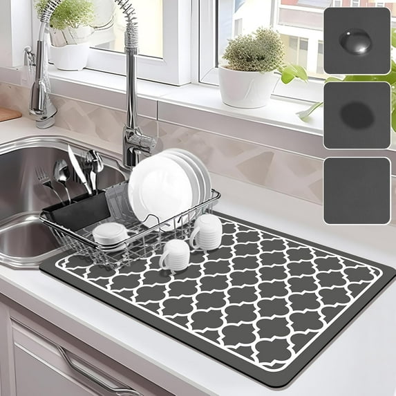 FRKSMD-Drying Mat for Kitchen Countertops, Coffee Mat Hide Stain Rubber ...