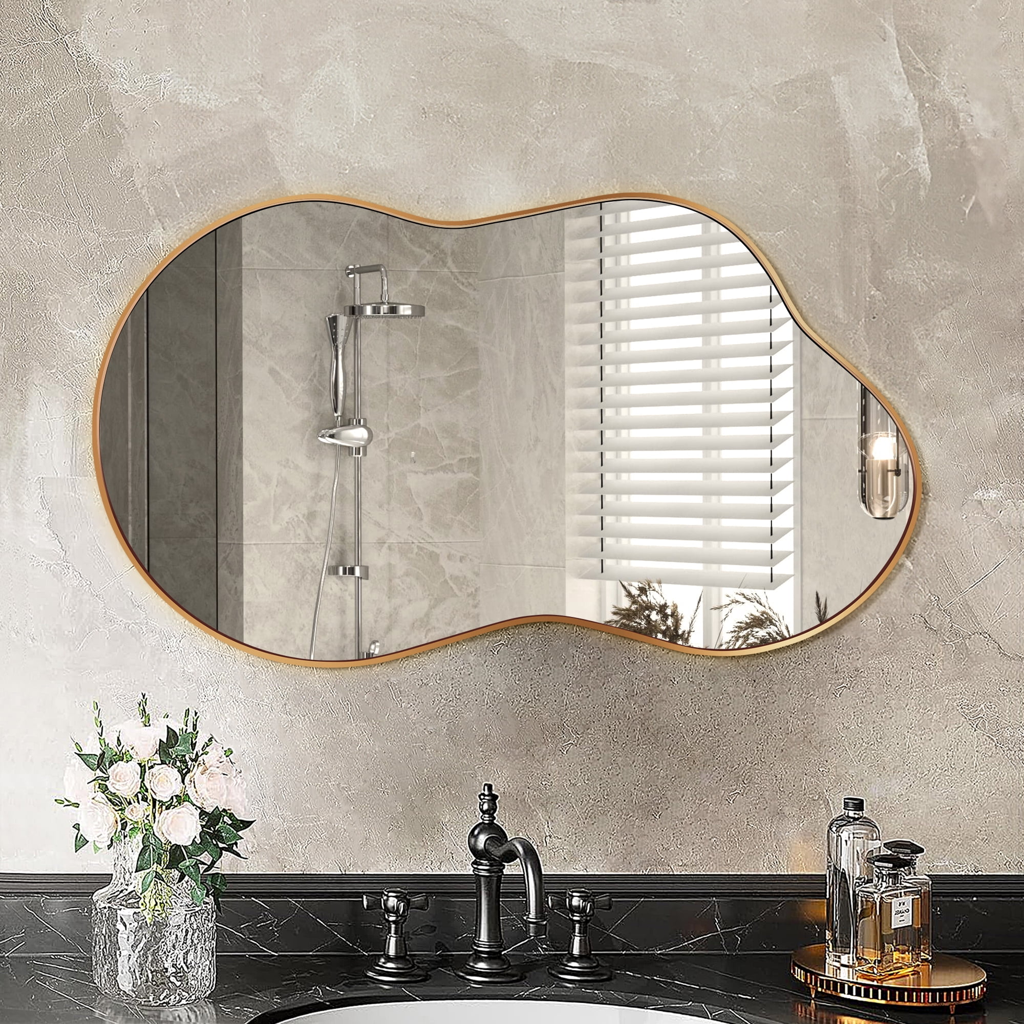 FRMALL 24"x36" Irregular Wall Mirror Gold Mirror Cloud Shaped - Walmart.com