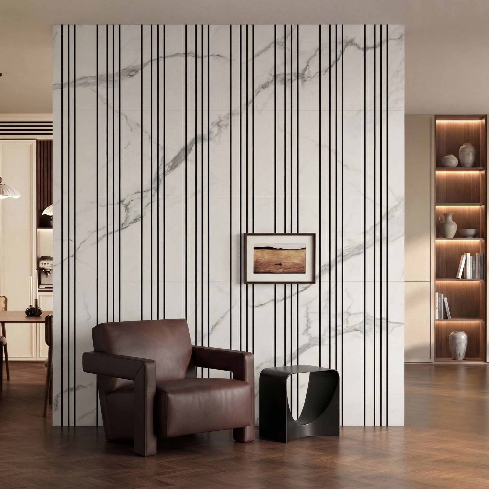 FRMALL Faux Stone Wall Tiles, 8-Pack 24"x24", 3D Marble Effect Acoustic ...