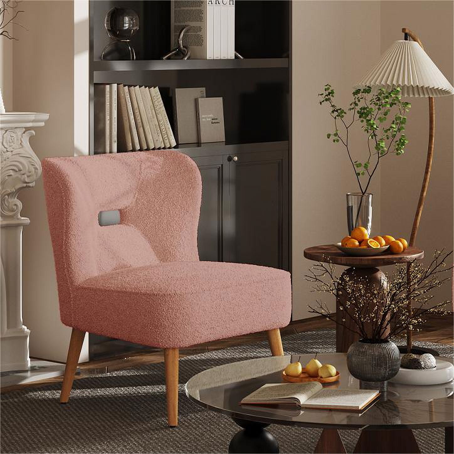 FRMALL Cream Sherpa Chair Barrel Accent Chair Pink Walmart