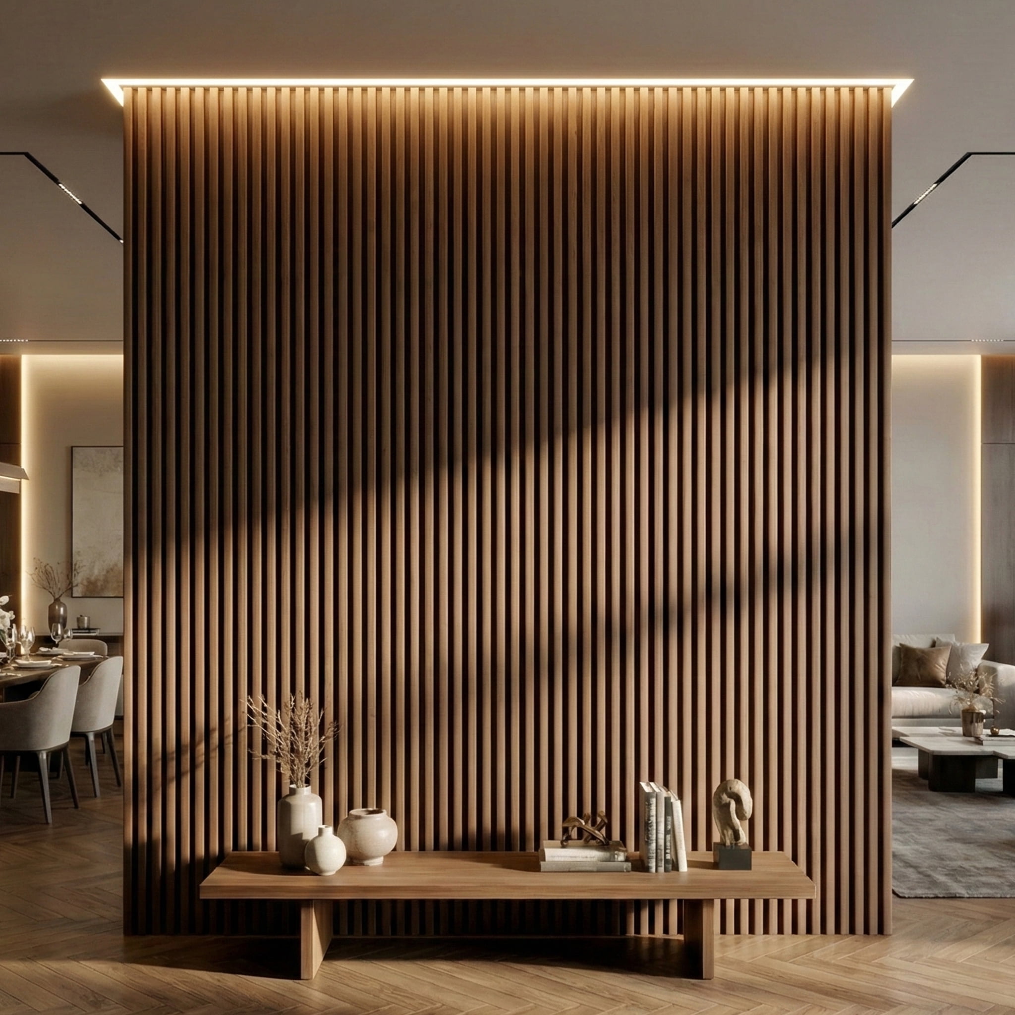 Fahomiss Half-Round Fluted Acoustic Wood Slat Wall Panels 4-Pack 47"x24 ...