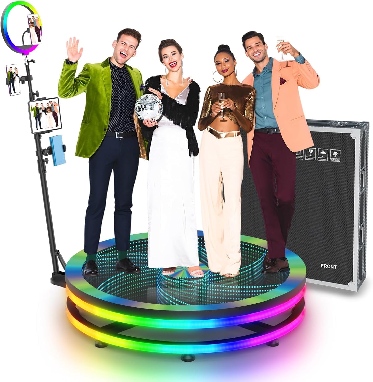 FROECTRY 360 Photo Booth Magical Glass 39.4” /100cm APP Remote Control ...