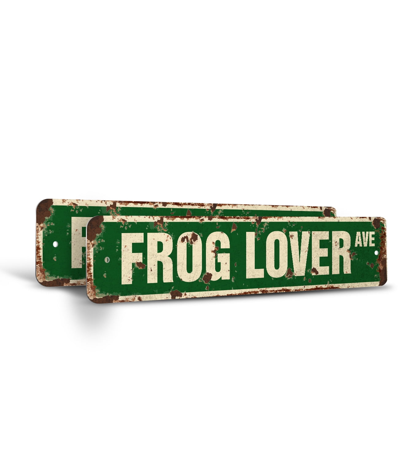 FROG LOVER Vintage Style Rustic Street Sign – (2 Pack) Green Amphibian ...