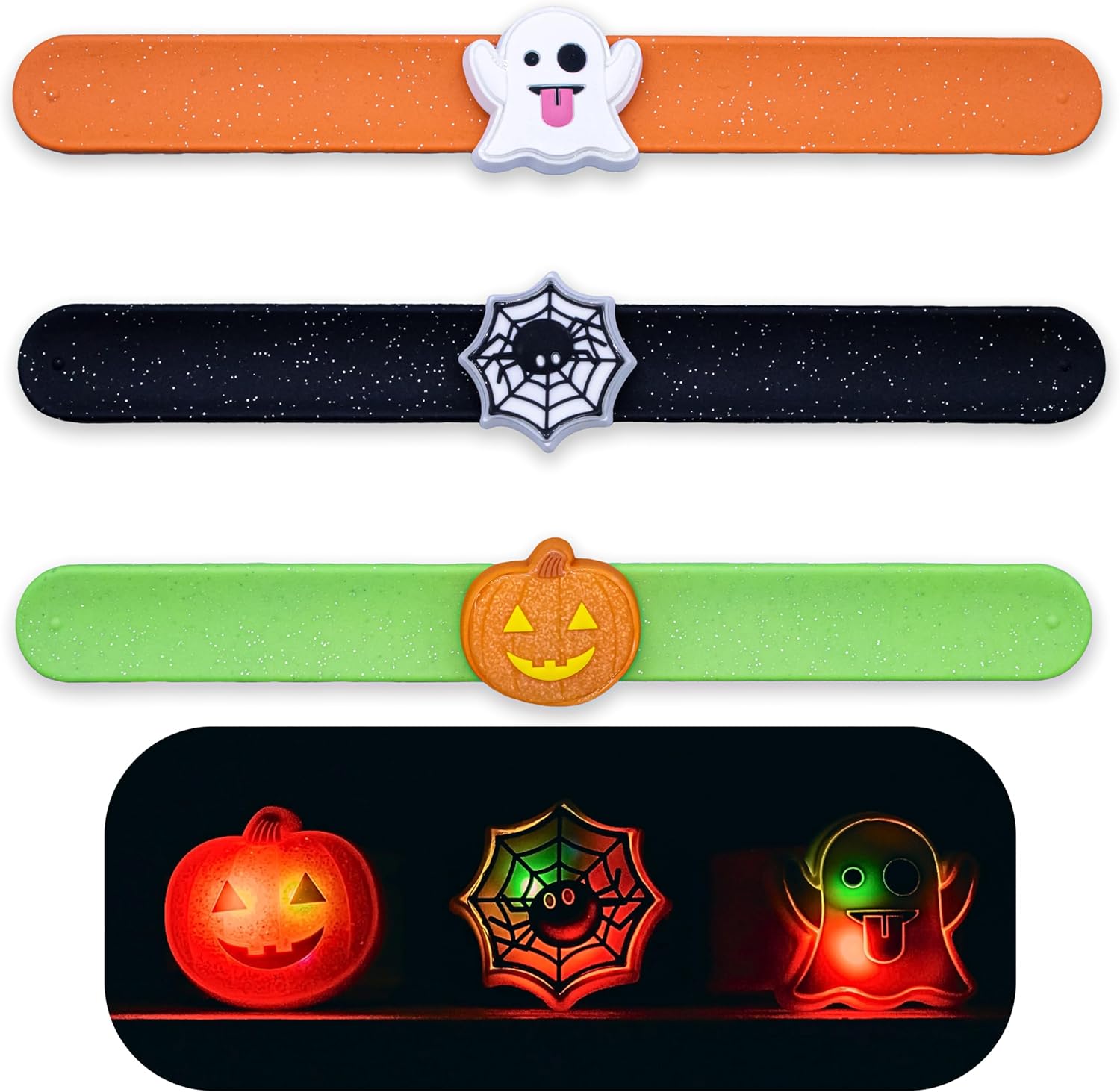 FROG SAC 3 Light Up Slap Bracelets for Kids, LED Glow Snap Bracelet ...