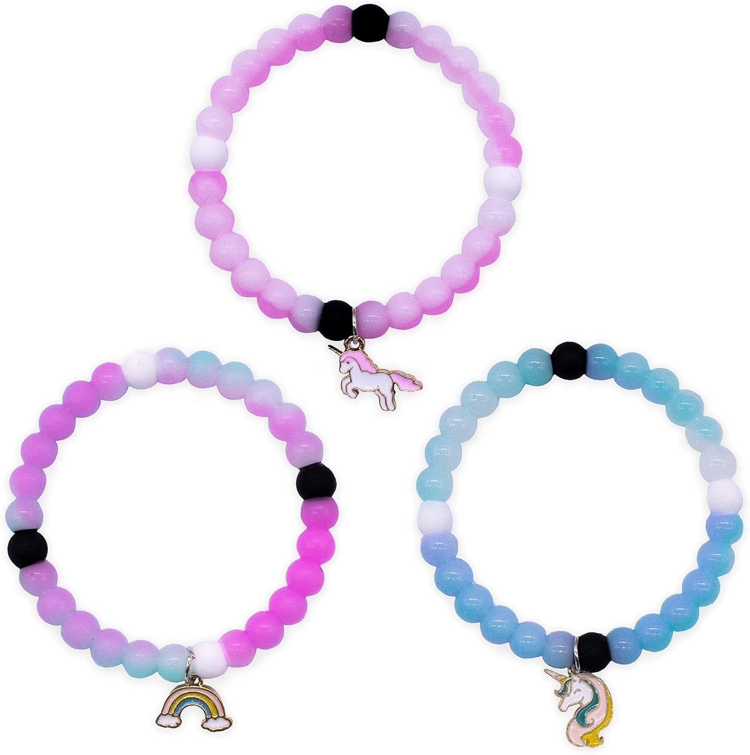 FROG SAC 3 Unicorn Bracelets for Girls, Silicone Bubble Bracelet Pack for Kids, Unicorns Theme ...