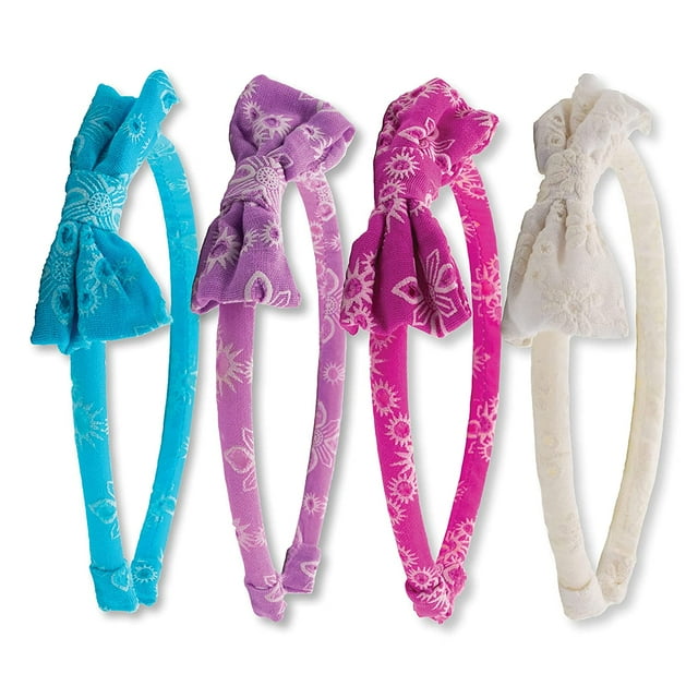 FROG SAC 4 Eyelet Bow Headbands for Girls, Lacy Eyelet Bow Head Bands ...