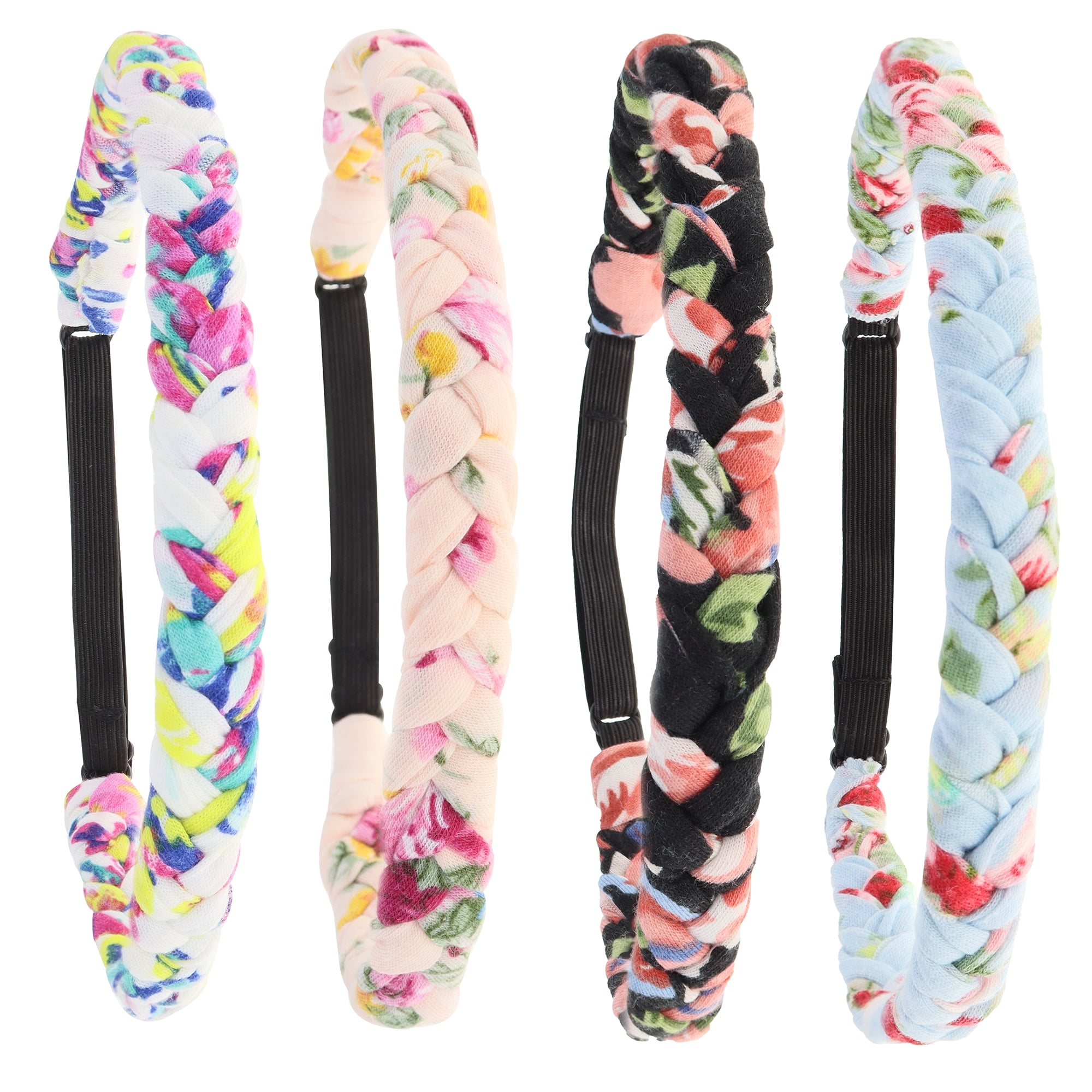 FROG SAC 4 Floral Headbands for Girls, Adjustable Braided Hairband Hair ...