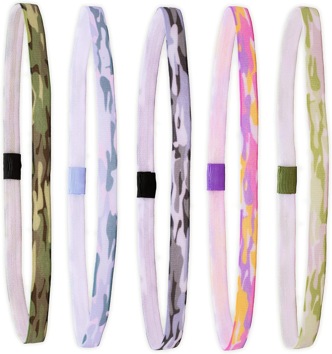 FROG SAC 5 Sports Headbands for Girls, Thin Elastic Sport Hair Bands ...