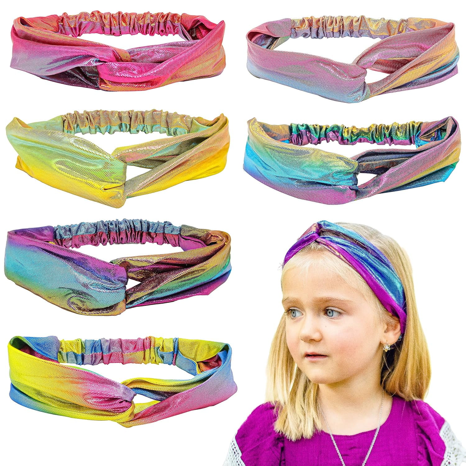 FROG SAC 6 Mermaid Knotted Headbands For Girls, Little Girl Hair ...