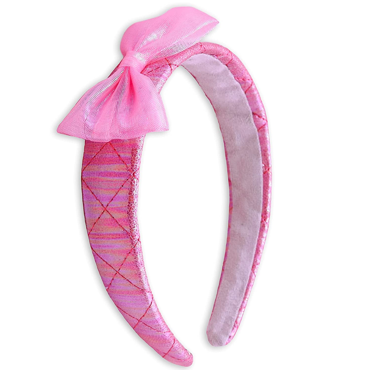 FROG SAC Soft Cloth Headband, Pink Bow, Sparkly Iridescent for Girls ...