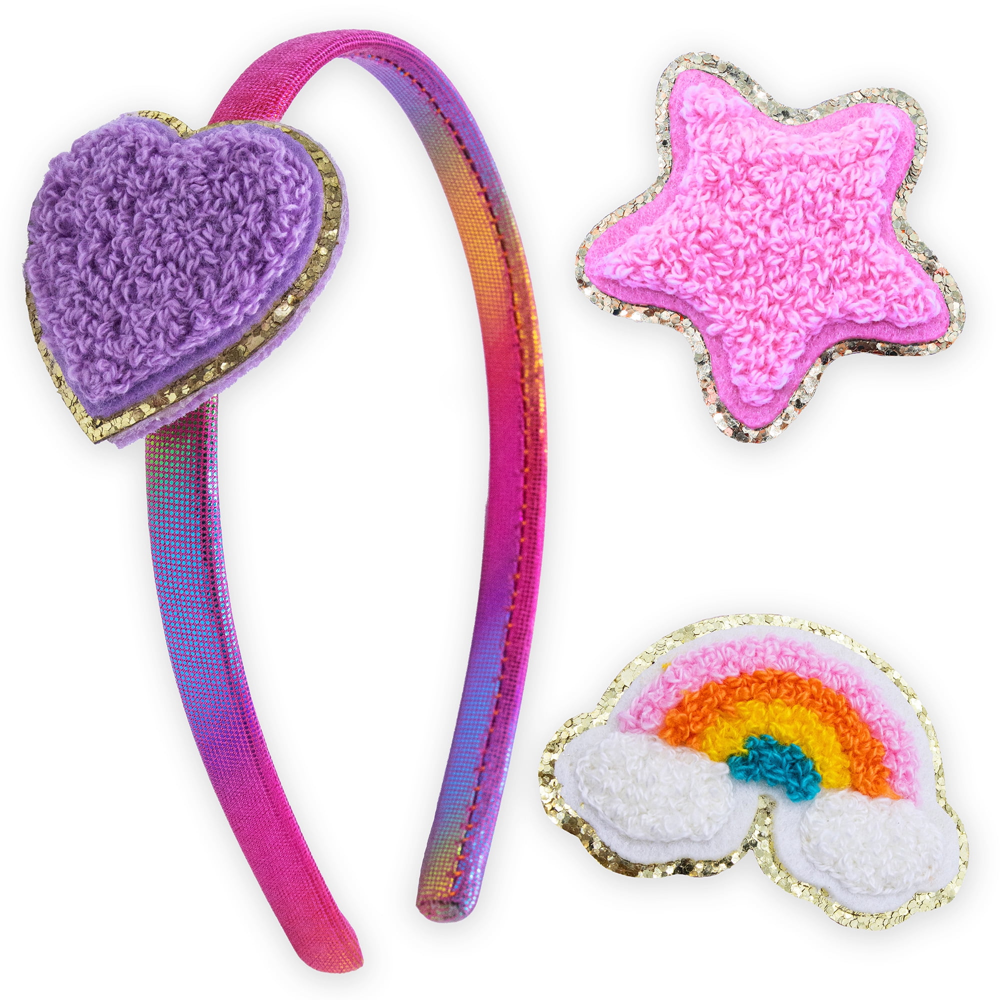 FROG SAC Interchangeable Charm Headbands for Girls, Rainbow Star Heart ...