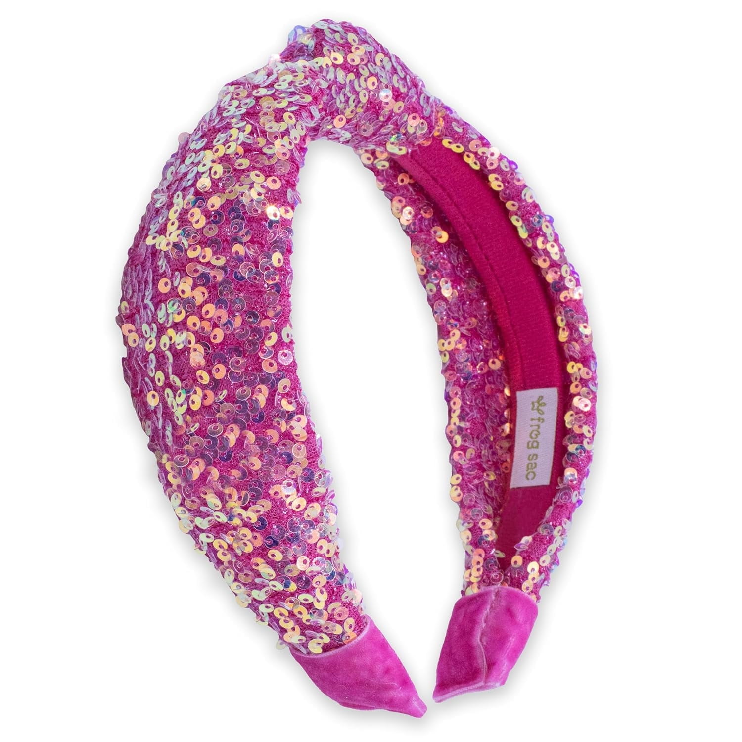 FROG SAC Sequin Knot Headband for Girls, White Knotted Hair Bands ...
