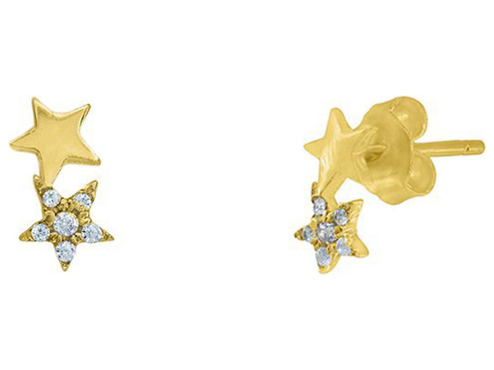 FRONAY 14k Gold Plated SIlver Shooting Stars Stud Earrings, Cubic ...