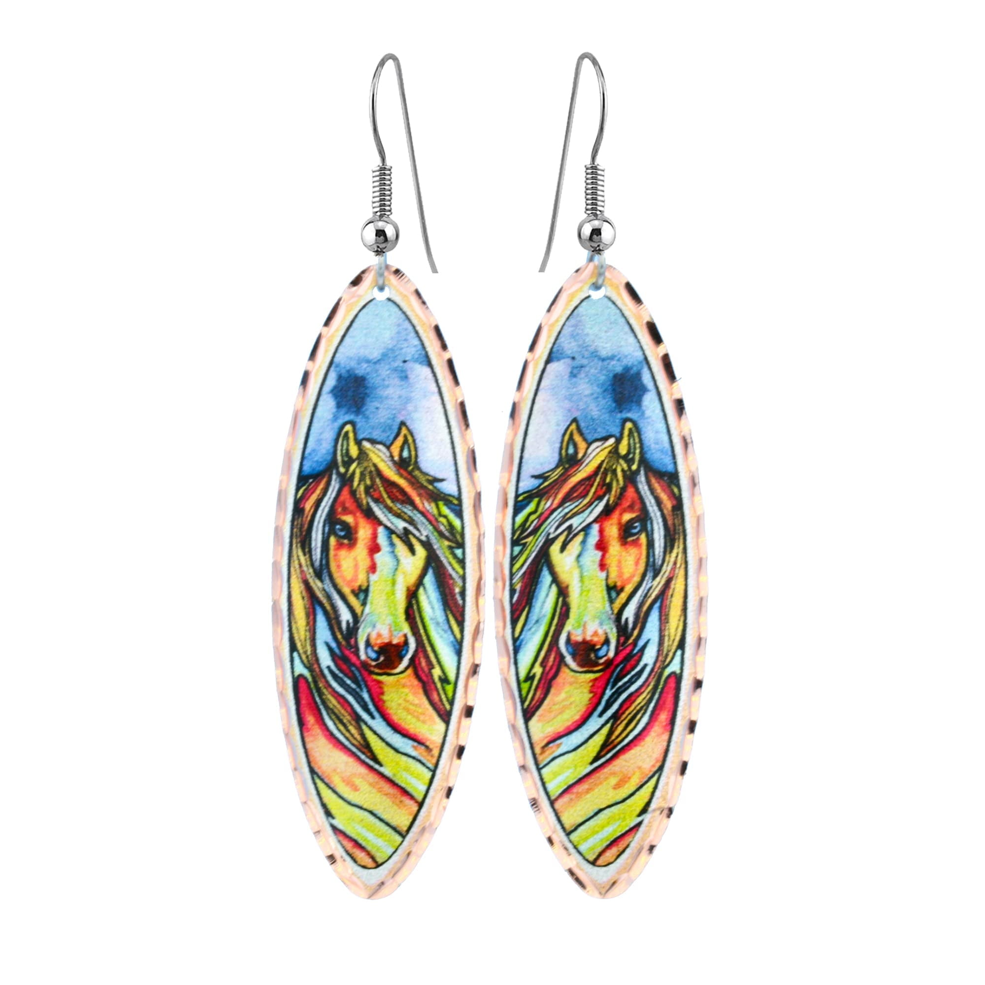 FRONT LINE JEWELRY Artisan-crafted Horse Earrings: Elliptical Cutout ...