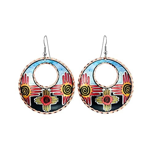 FRONT LINE JEWELRY Handcrafted Copper Southwest Zia Earrings – Stylized ...