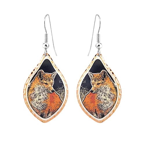 FRONT LINE JEWELRY Handmade Fox Earrings for Women, Teardrop Copper ...
