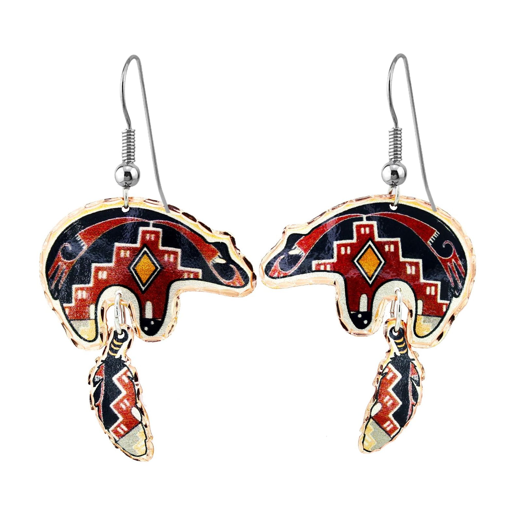 FRONT LINE JEWELRY Southwest Native Bear Earrings/Zuni Bear Earrings ...