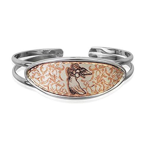 FRONT LINE JEWELRY Women's Silver Bangles Cuff Bracelets with Copper ...