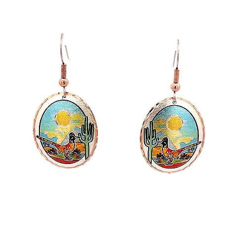 FRONT LINEJEWELRY Southwestern roadrunner earrings feature desert scene ...