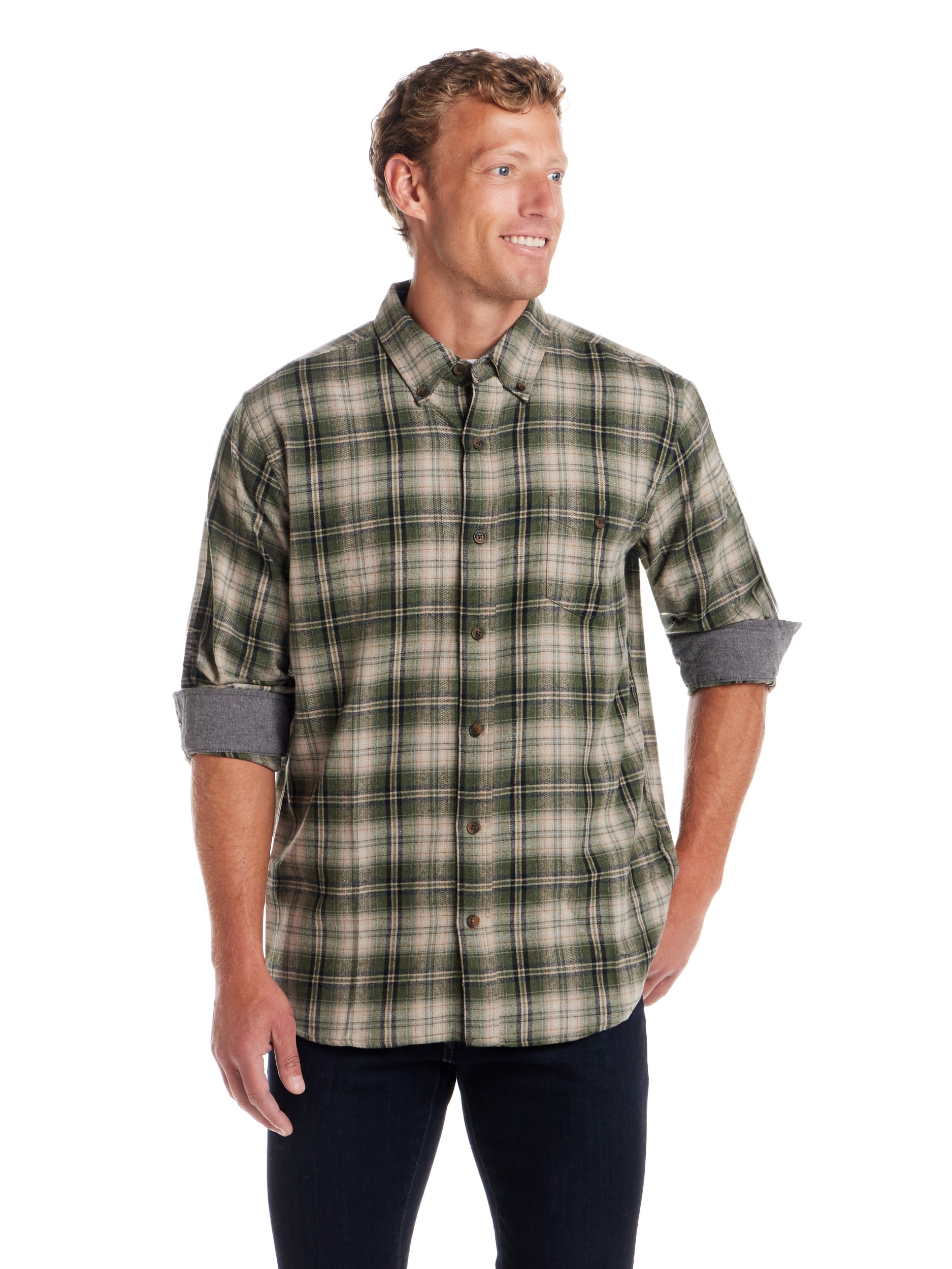 Frontier Threads Men's Long Sleeve Button Down Traditional Plaid ...